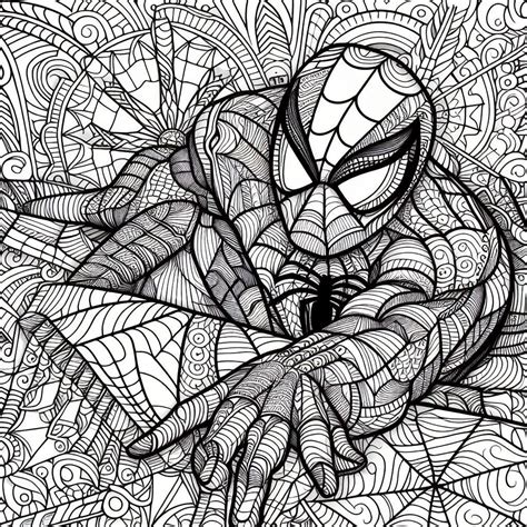 Spiderman Zentangle Coloring Pages Spiderman Mandala Art Mandala