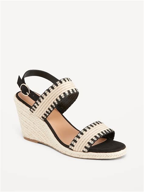 Open Toe Braided Straw Espadrille Wedge Sandals Old Navy