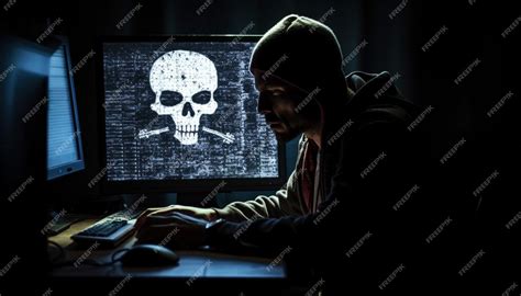 Premium Ai Image One Programmer Working Late Typing Password Unaware Of Lurking Thief