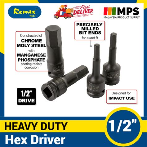 Remax Impact Hex Impact Bit Socket Allen Key Socket Cr Mo Steel Dr