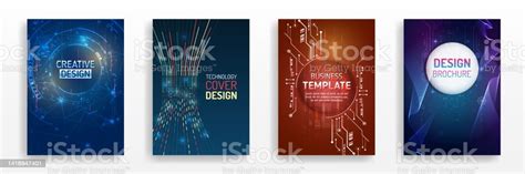 기술 배경 디자인 소책자 전단지 연례 보고서 레이아웃 비즈니스 프리젠 테이션을위한 과학 표지 디자인 하이테크 브로셔 전단 템플릿