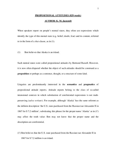 Pdf Propositional Attitudes 2010