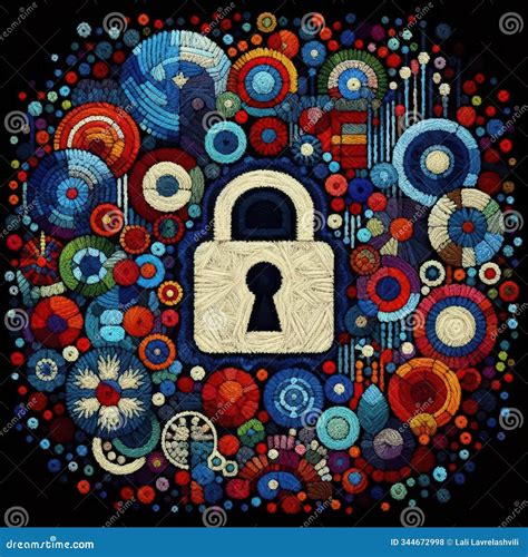 Felt Art Patchwork Secure Data Lock Symbol Representing The Ongoing