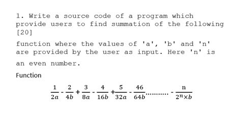 Solved Write A Source Code Of A Program Which Provide Chegg Com