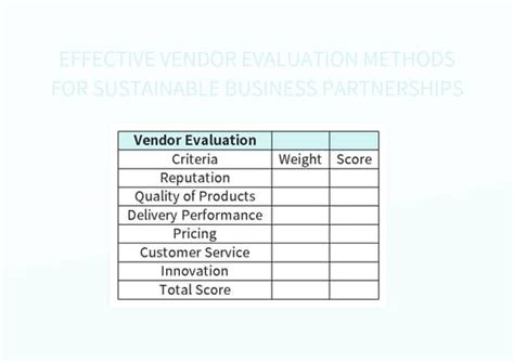 Free Vendor Evaluation Templates For Google Sheets And Microsoft Excel Slidesdocs