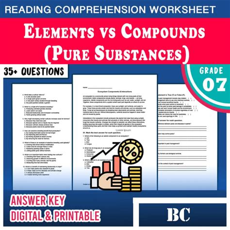 Elements Vs Compounds Worksheet Pure Substances Grade 7 Science