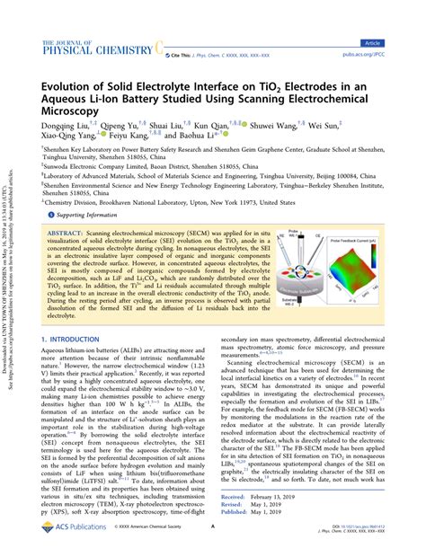 Pdf Evolution Of Solid Electrolyte Interface Sei On Tio2 Electrodes