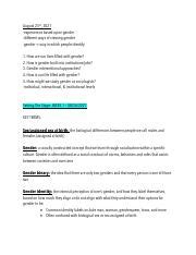 Sex And Gender SYD Pdf August Rd Experiences Based Upon Gender Different Ways