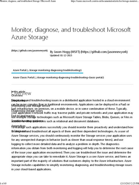 Monitor Diagnose And Troubleshoot Storage Microsoft Azure Pdf