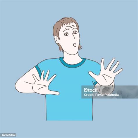 무서운 남자 벡터 그림입니다 공황 정서적 문제에 남자 정신 장애 심리학 문제 걱정하는에 대한 스톡 벡터 아트 및 기타 이미지