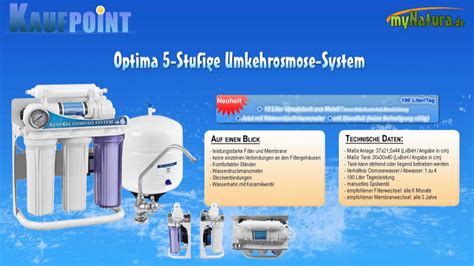Optima 5 Stufige Umkehrosmose Anlage Osmosewasser Youtube