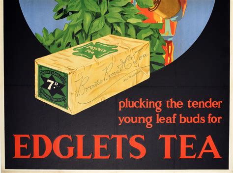 Original Vintage Drink Advertising Poster Brooke Bond Edglets Tea Picker Design For Sale At