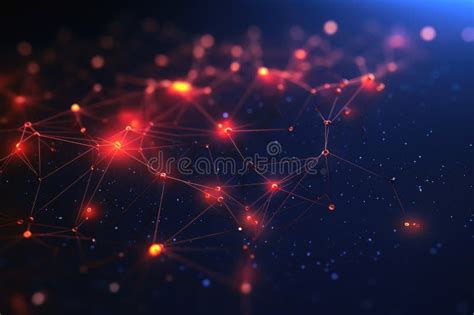 Abstract Network Grid Background With Connected Particles Stock