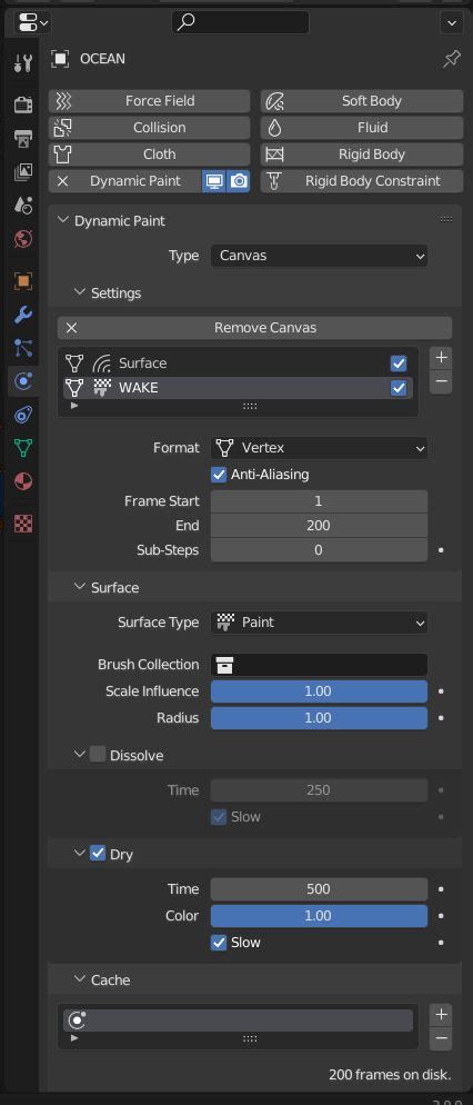 Dynamic Paint Output Changes Based On Ocean Resolution Setting Particles And Physics