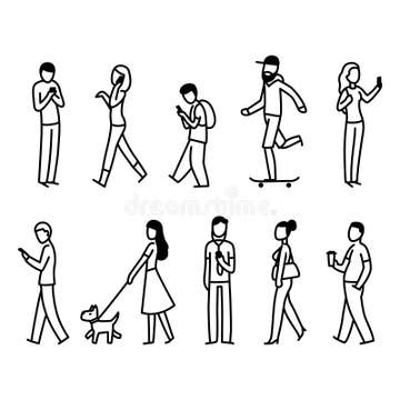 Street People Walking Set Stock Vector Illustration Of Girl 129451864