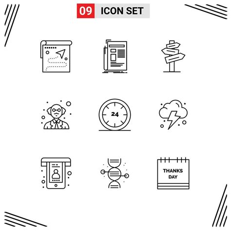 User Interface Pack Of 9 Basic Outlines Of And Professor Newsletter Person Motel Editable Vector