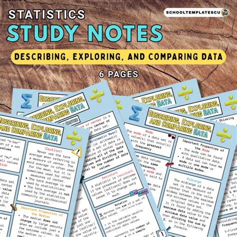 Describing Exploring And Comparing Data Notes Printable Statistics