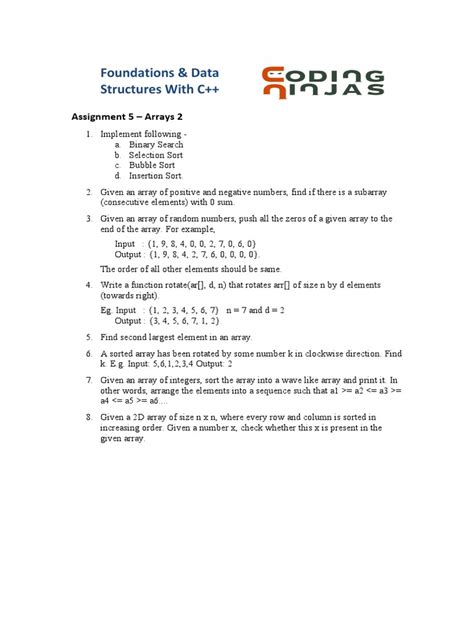 Assignment 5 Arrays 2 Pdf