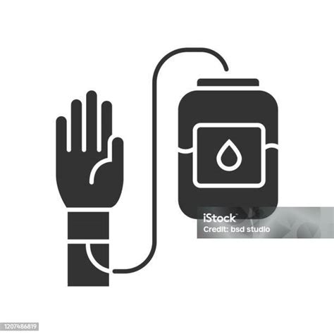 기증자 문말 아이콘입니다 혈액 기증 및 수혈 자원봉사 활동 세계 기증자의 날 치료 기증자 손과 혈액 가방 실루엣 기호입니다 음수 공간입니다 벡터 절연 그림 실루엣에 대한