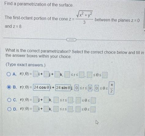 Solved Find A Parametrization Of The Surface The