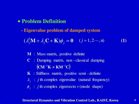 한국지진공학회 추계학술발표회 IMPROVED SENSITIVITY METHOD FOR NATURAL FREQUENCY AND MODE SHAPE OF DAMPED