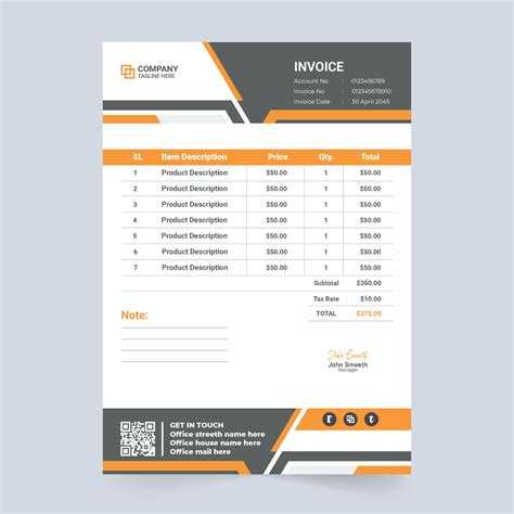 Creative Product Purchase And Payment Receipt Invoice Design Modern Business Invoice Template