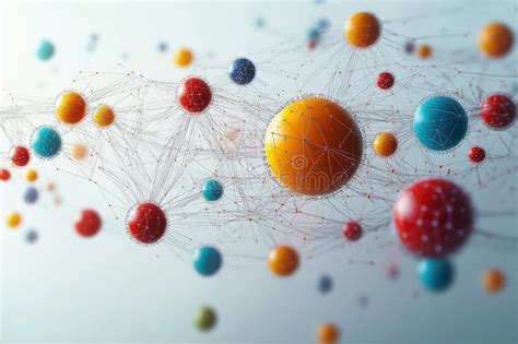 Colorful Spheres Connected By Lines Form Complex Network Global