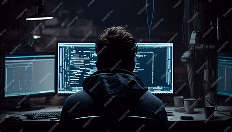 Premium Ai Image Silhouette Of Male Hacker Breaking Firewall Encryption To Plant Trojan Virus