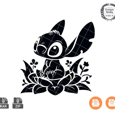 Stitch Black And White Svg Etsy México
