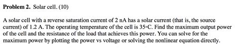 Solved Problem Solar Cell A Solar Cell With A Chegg