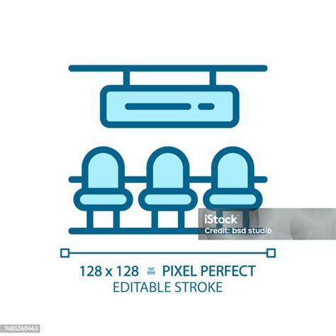 대기실 픽셀 완벽한 파란색 Rgb 색상 아이콘 개념에 대한 스톡 벡터 아트 및 기타 이미지 개념 게이트 공항 Istock