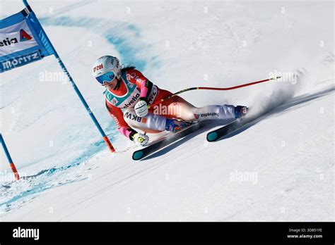 Switzerlands Janine Schmitt Speeds Down The Course During An Alpine