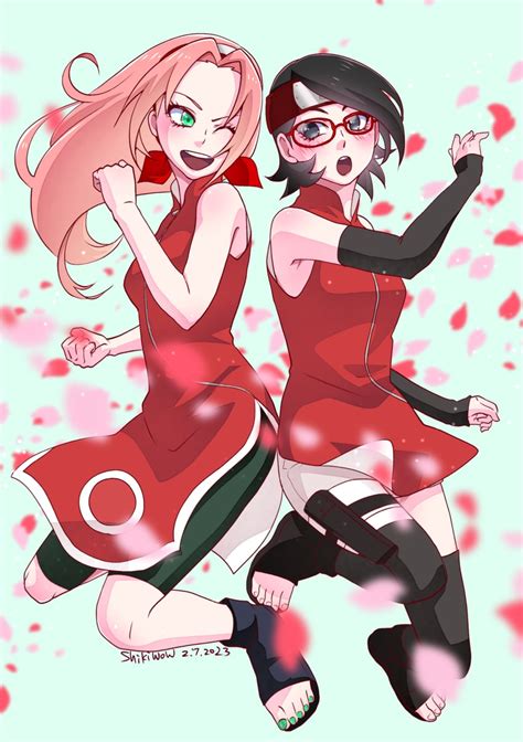 Haruno Sakura And Uchiha Sarada Naruto And 2 More Drawn By Shikiwo Danbooru