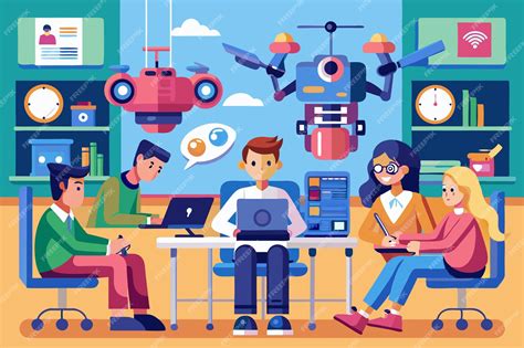 Premium Vector Robotics Lab Programming Robotic Drones For Various