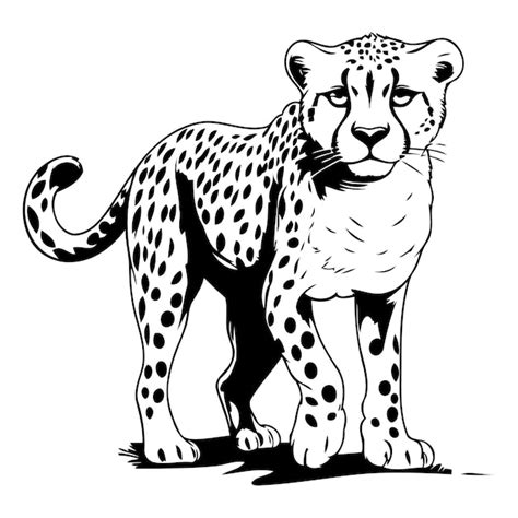 치타 손으로 그린 터 일러스트레이션 바탕에 고립되어 있습니다 프리미엄 Ai 생성 벡터