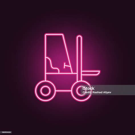 지게차 아이콘입니다 네온 스타일 아이콘에 제조의 요소입니다 정보 그래픽 모바일 응용 프로그램 웹 디자인 웹 사이트에 대 한 간단한 아이콘 교통수단에 대한 스톡 벡터 아트 및