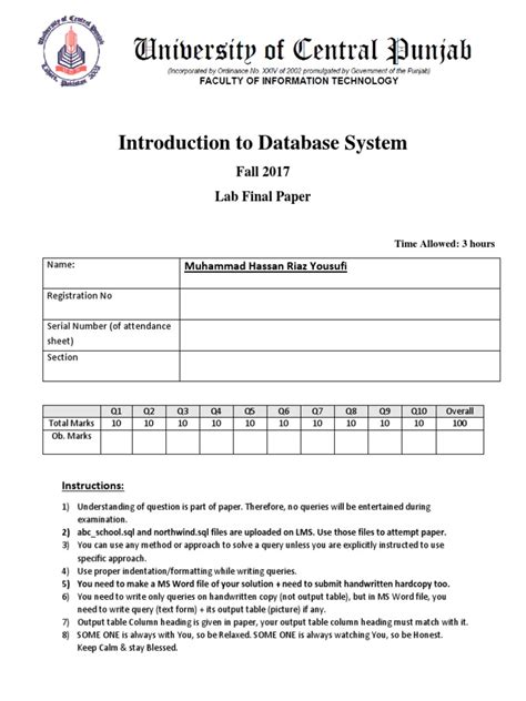 lab final solution pdf table database data model