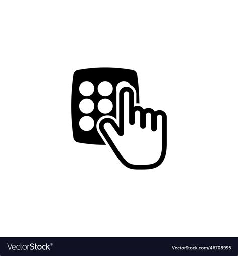 Unlock Hand Touching Keypad Pin Code Lock Flat Vector Image