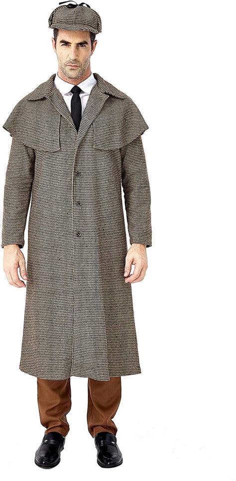 Prettycos Mens Detective Costume Victorian Detective Fancy Dress Accessory Set With Hat Amazon
