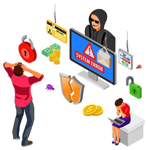 Premium Vector Hacker Phishing Activity Isometric Concept