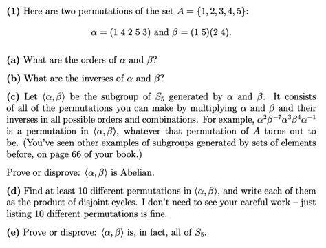 Solved Here Are Two Permutations Of The Set Chegg