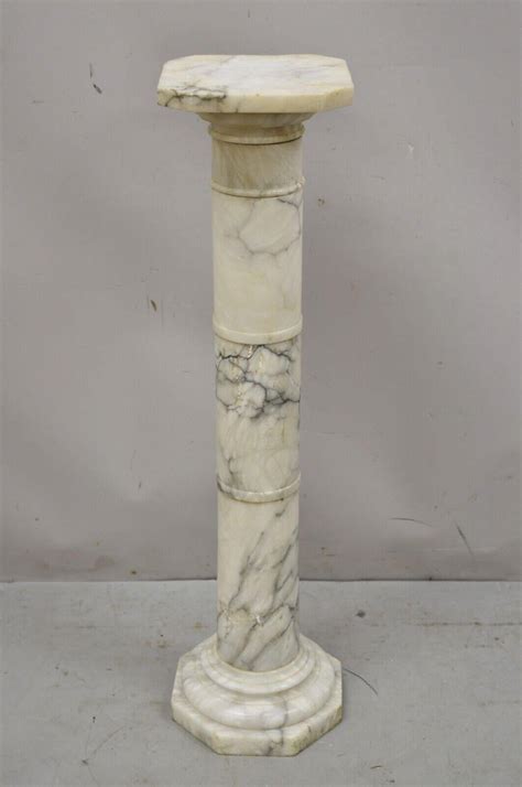Vtg Carved Marble Neoclassical Classical Style Column Pedestal Plant