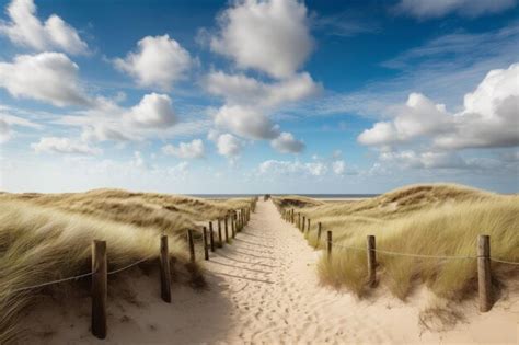 Premium Ai Image Sand Path Beach Nature Vacation Water Generate Ai