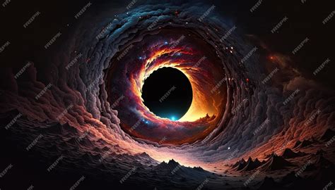 블랙홀 깊은 우주 별이 빛나는 천체 사진 우주 우주 공간 배경 Generative Ai의 놀라운 사실적인 벽지 프리미엄 사진