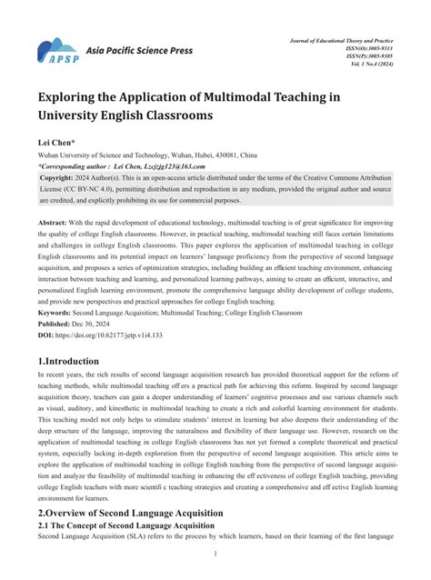Pdf Exploring The Application Of Multimodal Teaching In University