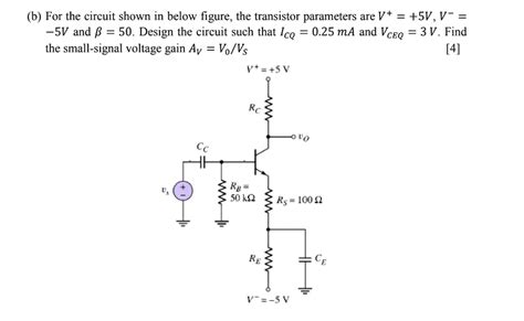 b for the circuit shown in below figure the transistor parameters