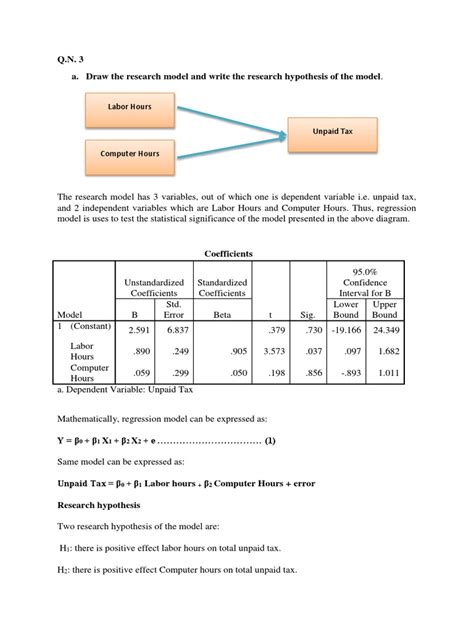 Q.N. 3 A. Draw The Research Model and Write The Research Hypothesis of The Model | PDF | Errors ...