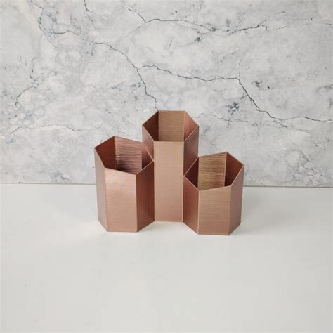 Make Up Brush Pot Holder 3d Printed Geometric Triple Hexagon Etsy