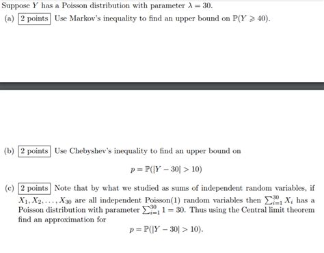 Solved Suppose Y has a Poisson distribution with parameter λ Chegg