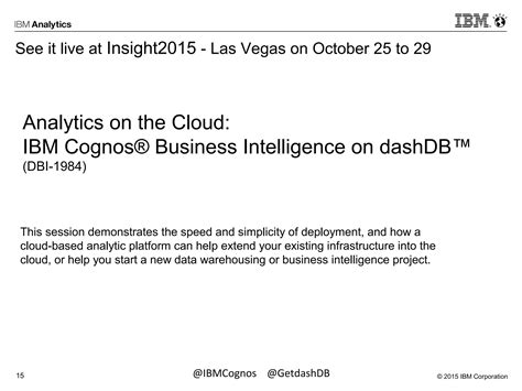 Ibm Cognos Business Intelligence Using Dashdb Ppt